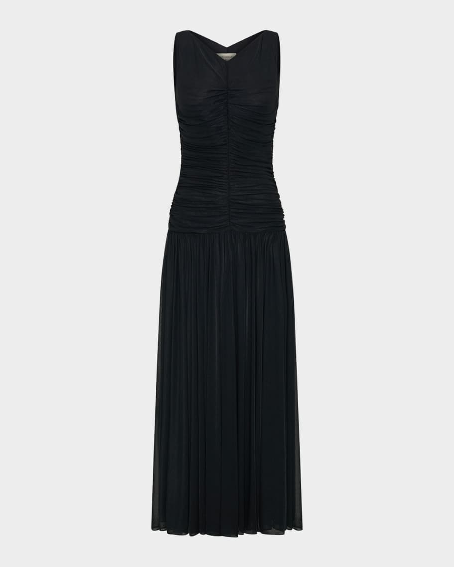 NICHOLAS Melia Sleeveless Ruched A-Line Maxi Dress | Neiman Marcus