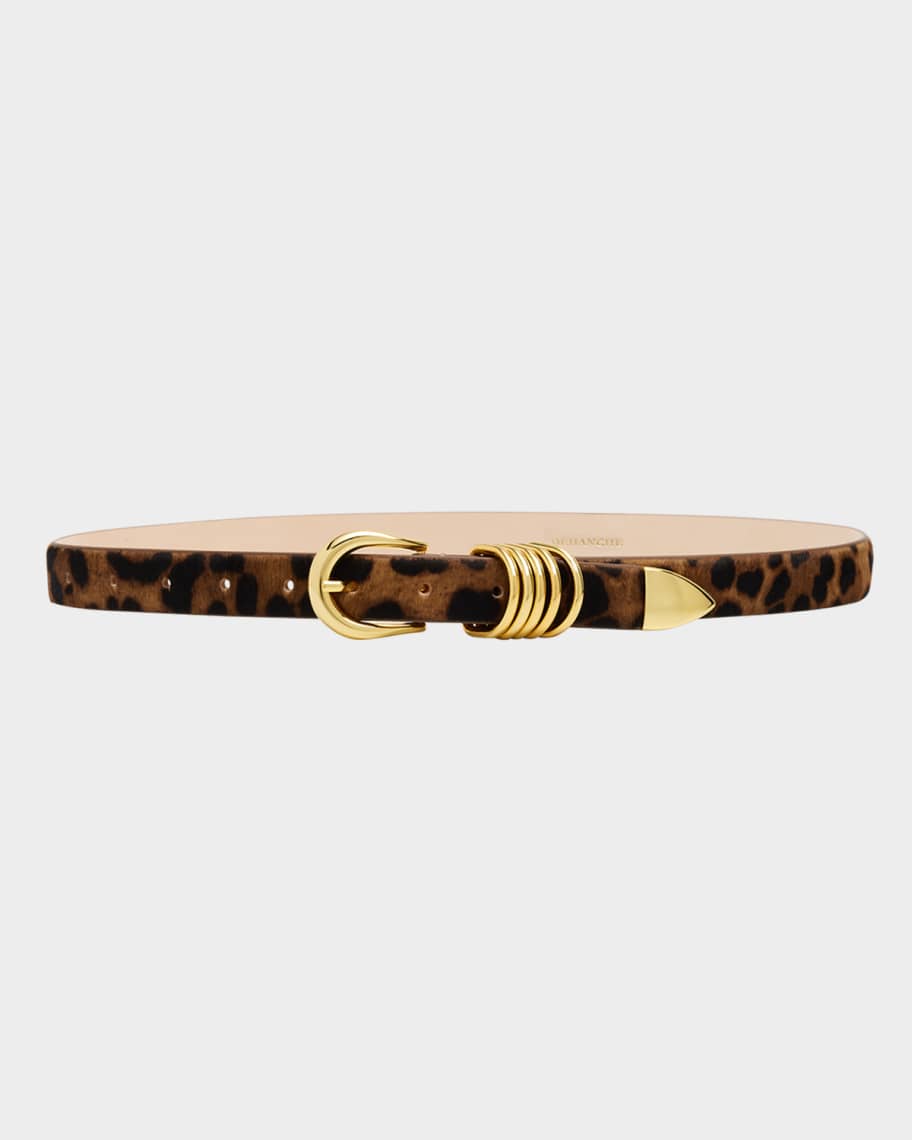 Dehanche Hollyhock Animal-Print Pony Hair Belt | Neiman Marcus
