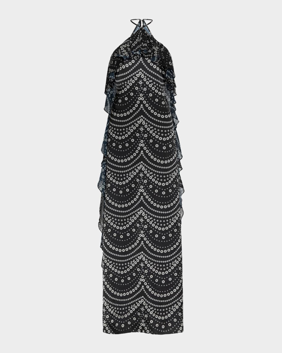 MISA Los Angeles Stranded Pearls Lupita Halter Maxi Dress | Neiman Marcus