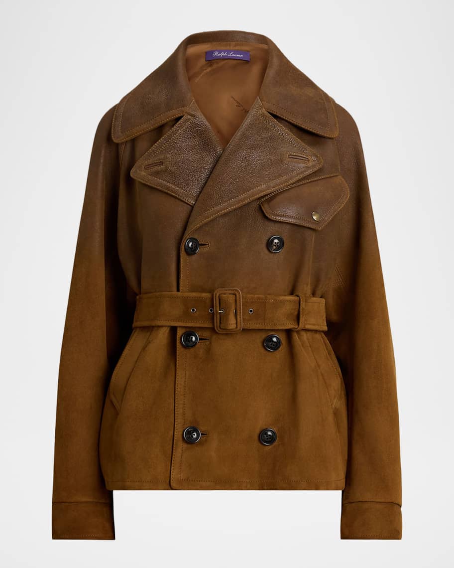 Ralph Lauren Collection Eldridge Degrade Suede Leather Belted Moto ...
