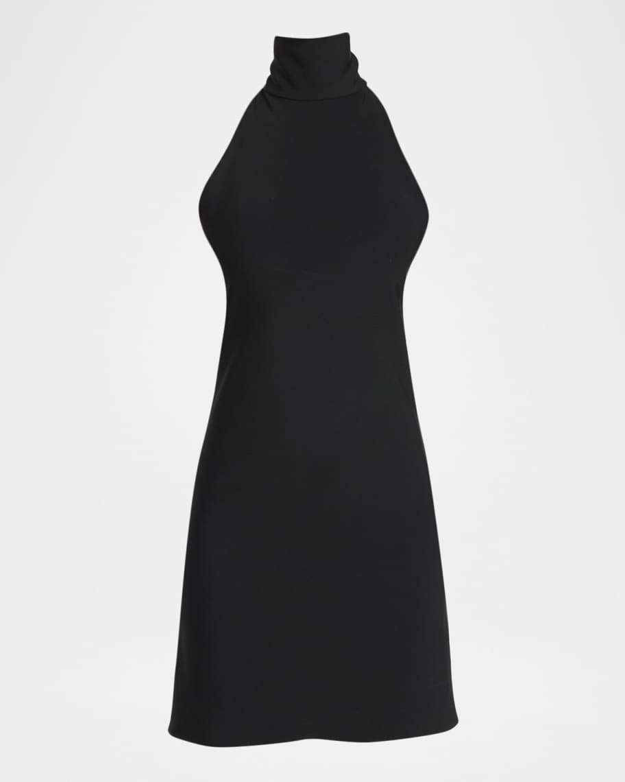 Courreges Mock-Neck Halter Jersey Mini Dress | Neiman Marcus