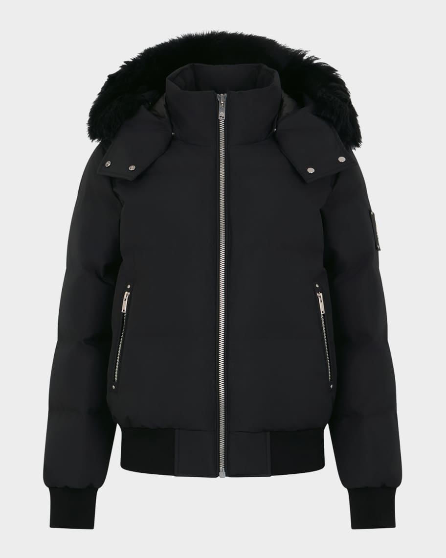 Moose Knuckles Cloud Down Bomber Jacket with Shearling Trim | Neiman Marcus