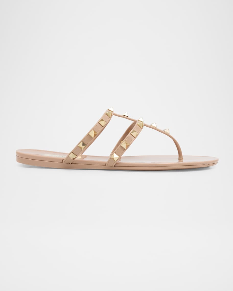 Valentino Garavani Rockstud Caged Jelly Flat Slide Sandals | Neiman Marcus