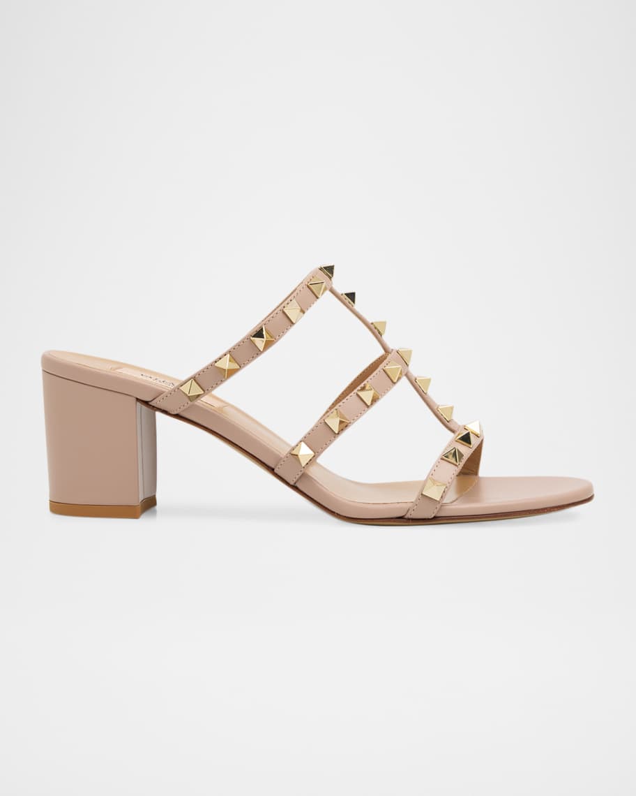 Valentino Garavani 60mm Rockstud Leather Caged Mule Sandals | Neiman Marcus