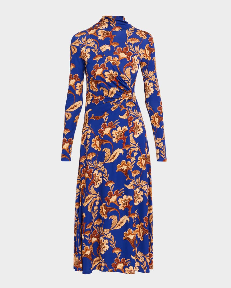 Cara Cara Hera Baroque Turtleneck Midi Dress | Neiman Marcus