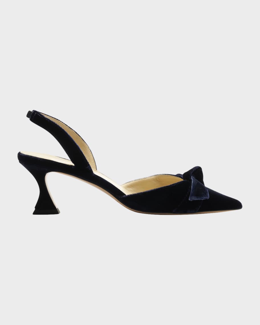 Alexandre Birman 60mm Clarita Bell Velvet Slingback Pumps | Neiman Marcus