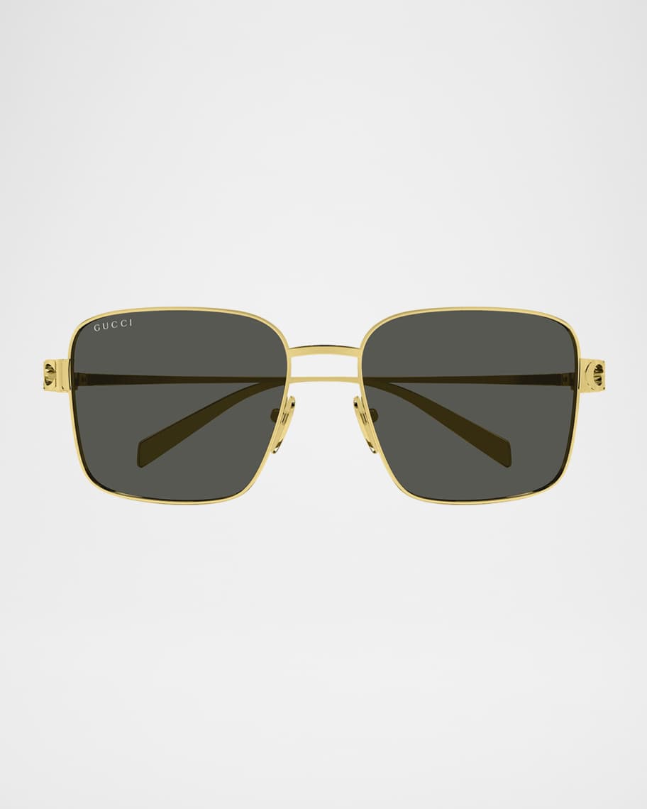 Gucci Block Bending 54mm Square Metal Sunglasses | Neiman Marcus