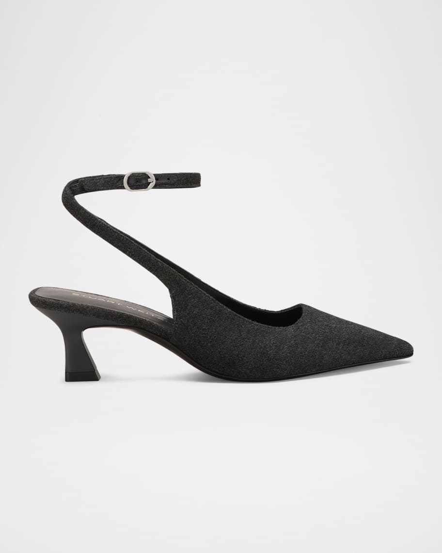Stuart Weitzman 50mm Vinnie Flannel Ankle-Strap Pumps | Neiman Marcus