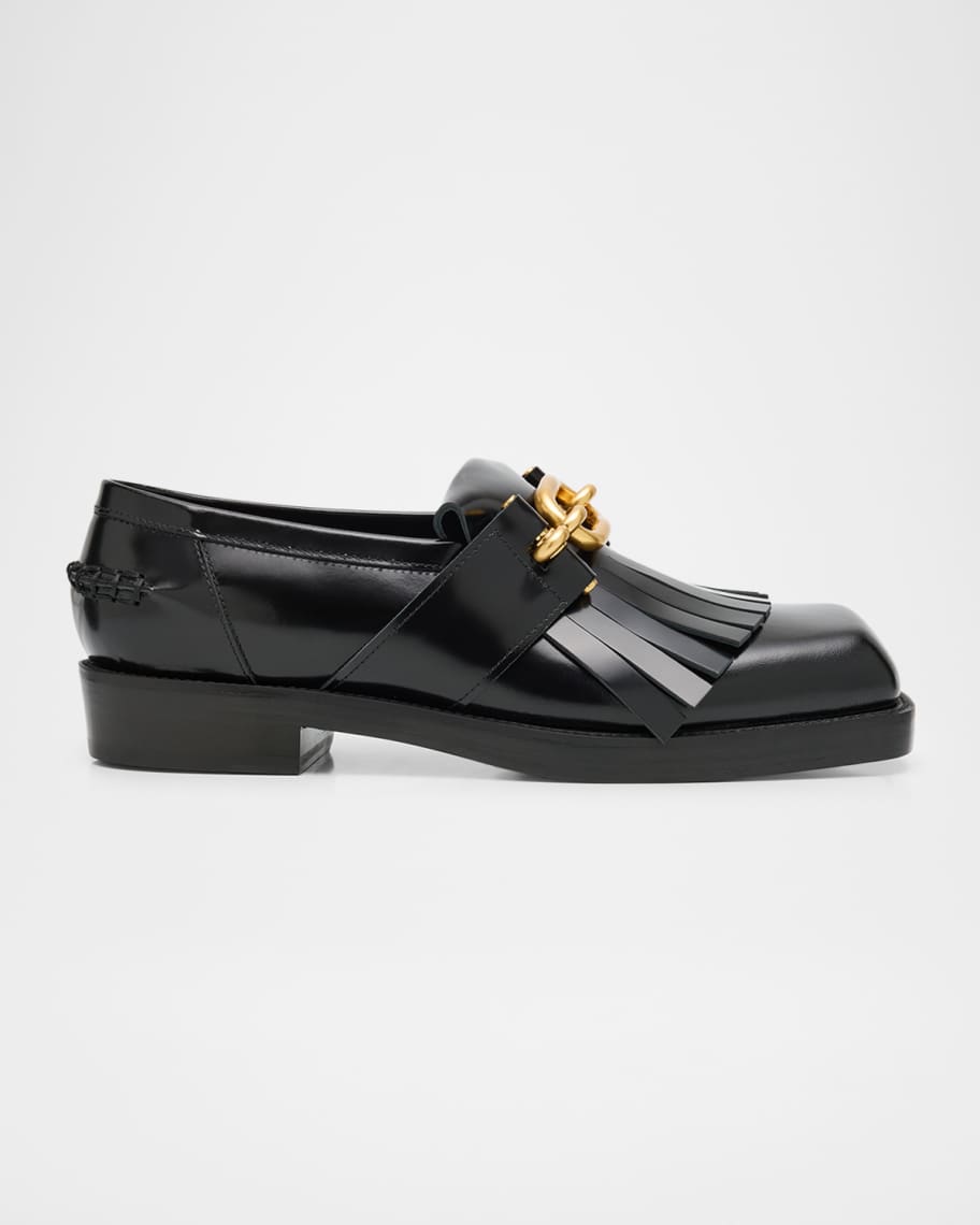 Balmain Men's Fringe and Chain Leather Square-Toe Loafers | Neiman Marcus