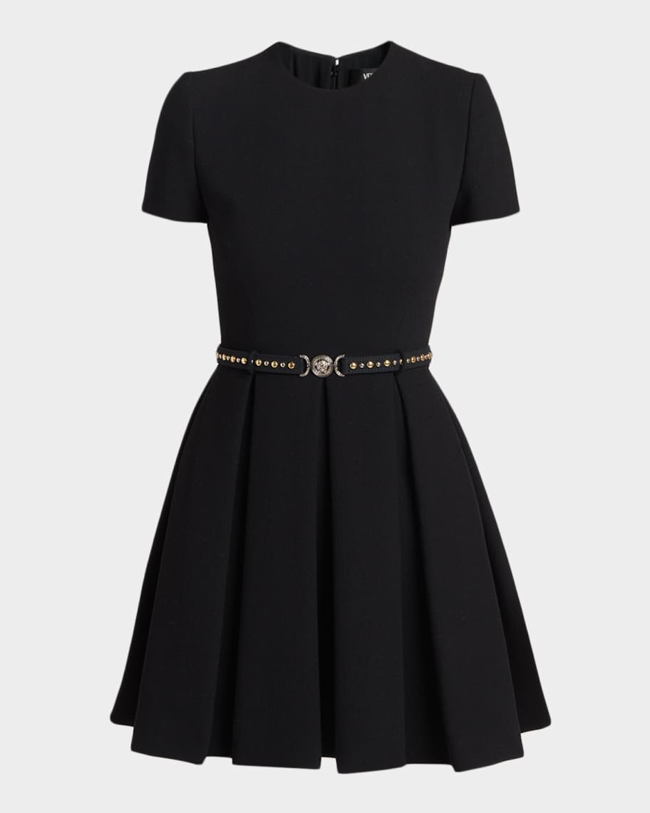 Versace Belted Short-Sleeve Mini Dress | Neiman Marcus