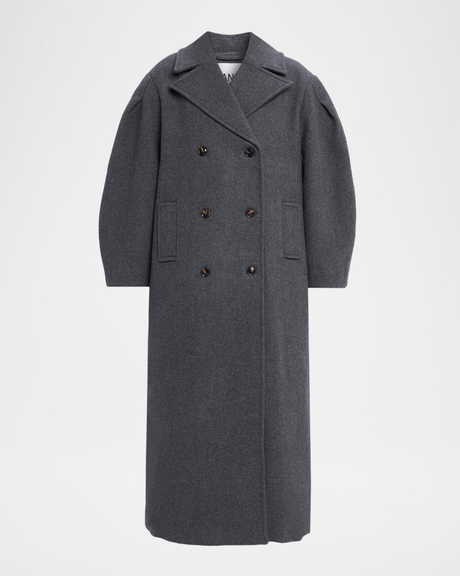 Ganni Oversized Puff-Sleeve Peacoat | Neiman Marcus