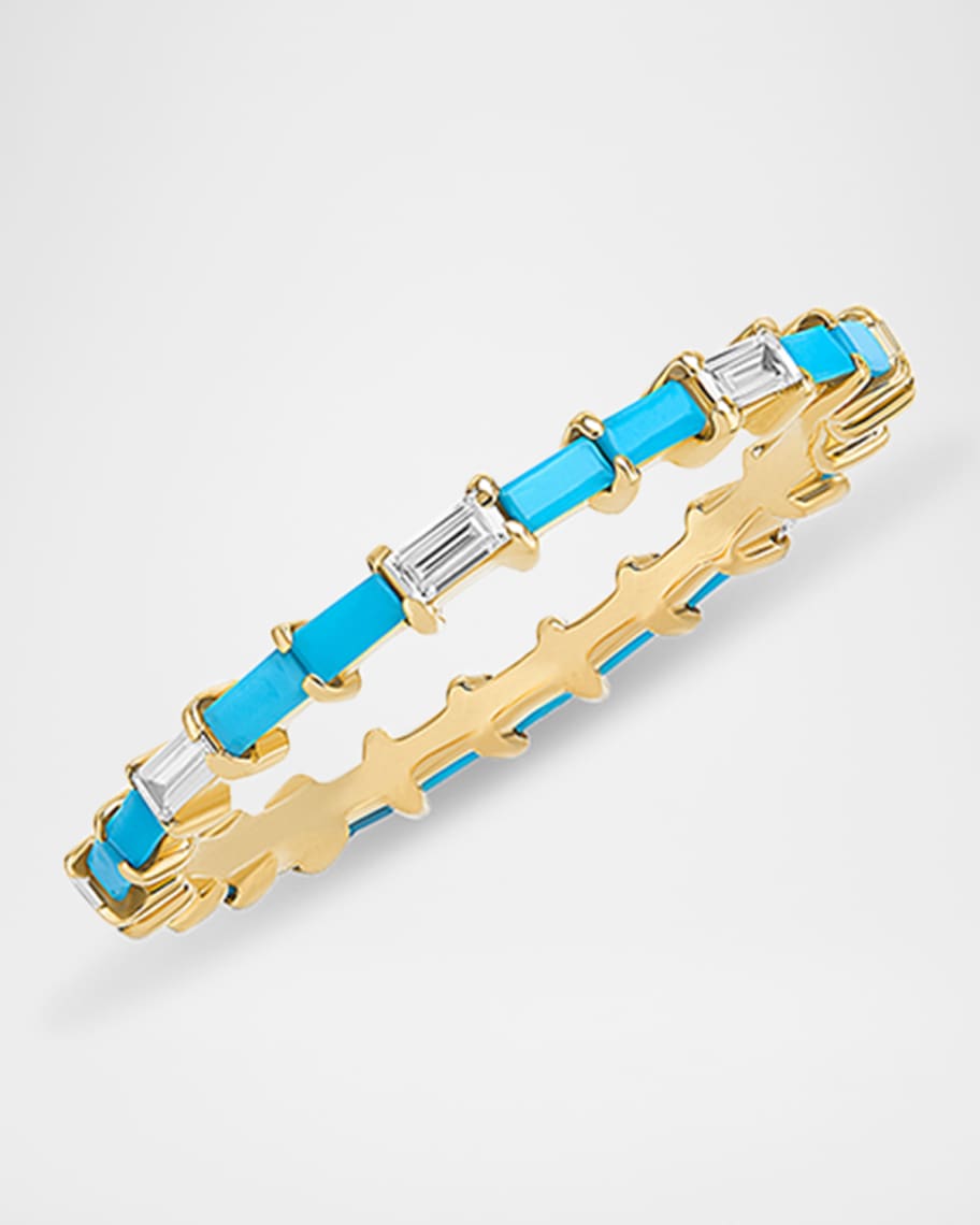 LANA 14K Turquoise and Diamond Baguette Stackable Ring, Size 6 | Neiman ...