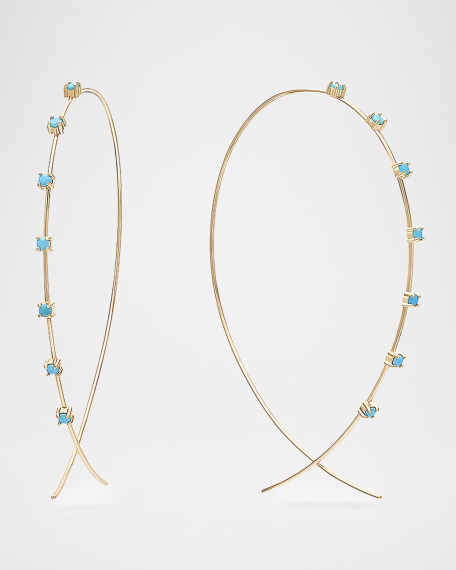 LANA Large Multi Solo Turquoise Upside Down Hoop Earrings | Neiman Marcus