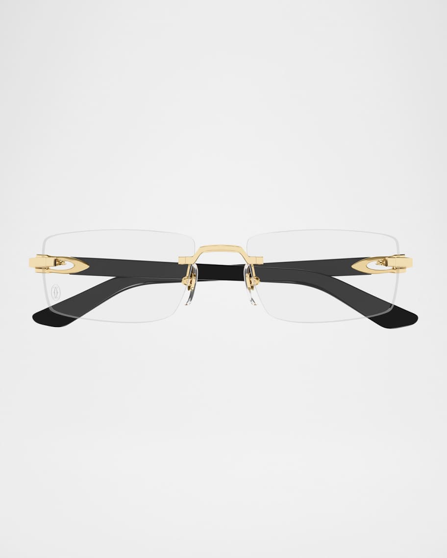 Cartier Men's Metal C-Hinge Rectangle Optical Frames | Neiman Marcus