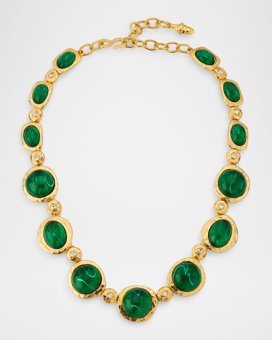 Golconda by Kenneth Jay Lane Faux Emerald Hammered Cocktail Necklace ...