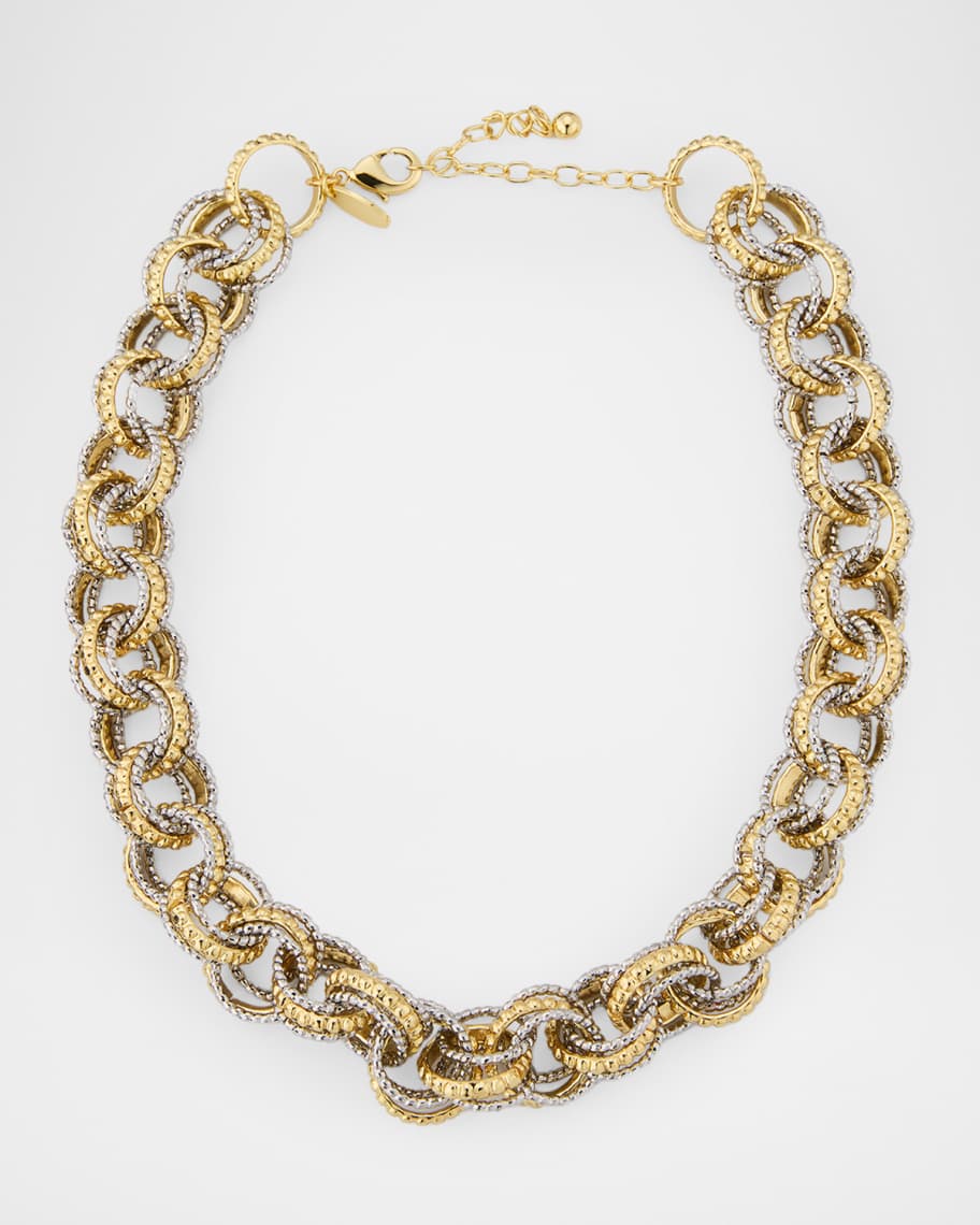 Golconda by Kenneth Jay Lane Two Tone Link Necklace | Neiman Marcus