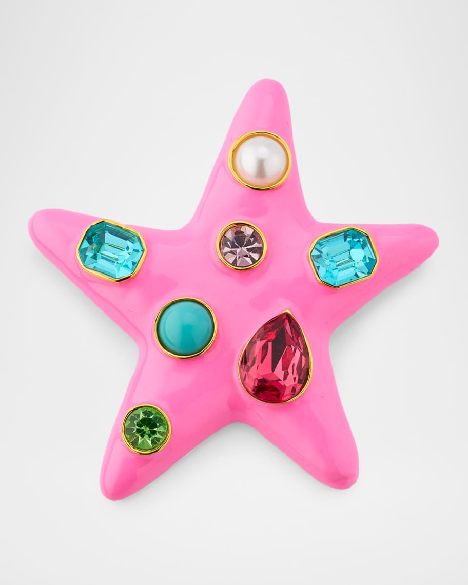 Golconda by Kenneth Jay Lane Pink Enamel Star Brooch | Neiman Marcus