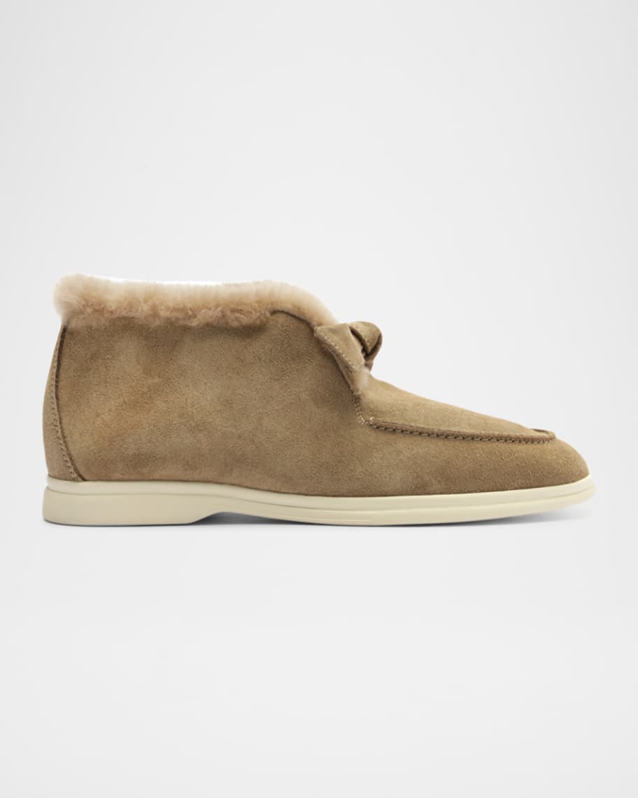 Alexandre Birman Semolina Clarita Shearling-Lined Suede Booties ...