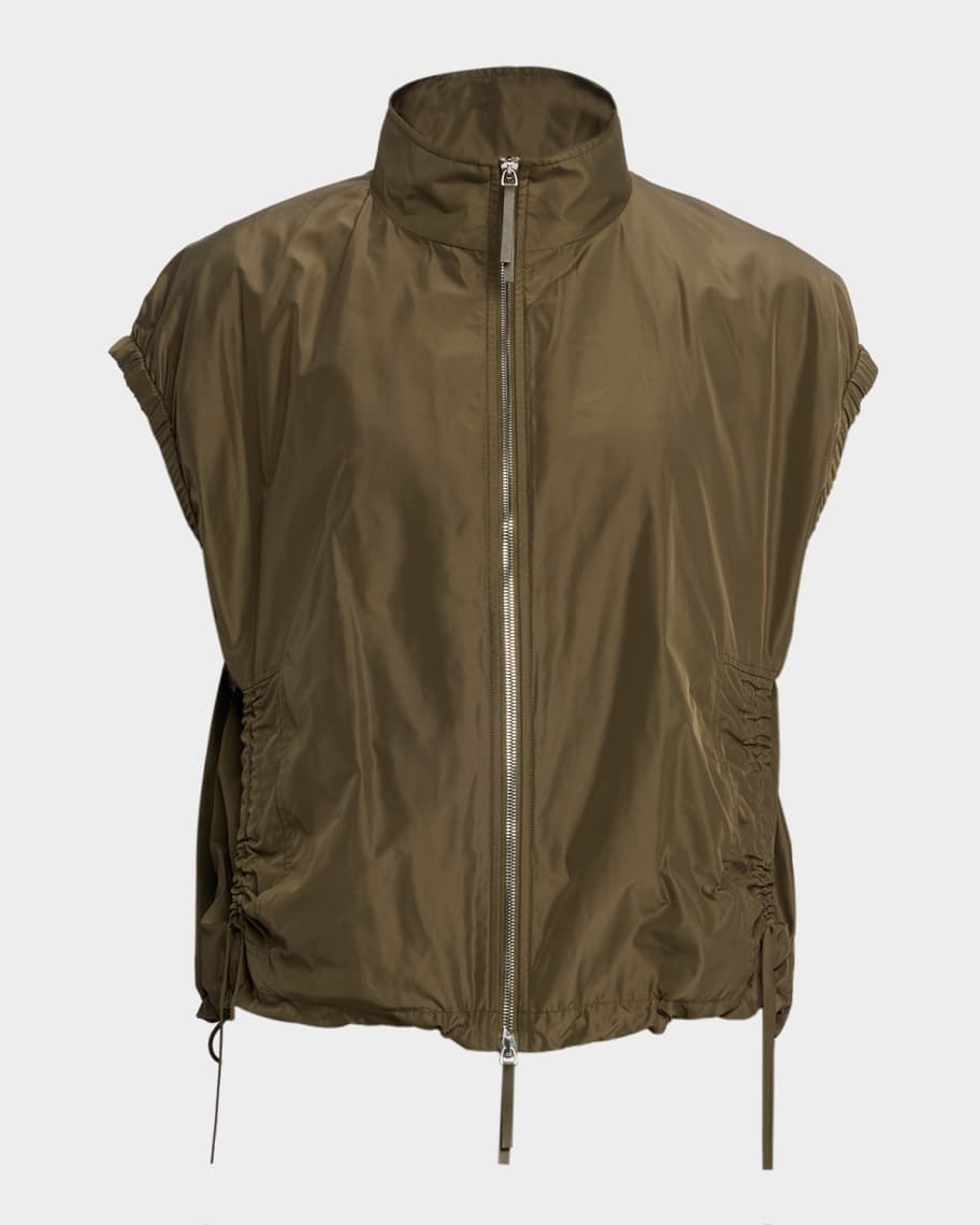 Lafayette 148 New York Zip-Front Drawstring Vest | Neiman Marcus