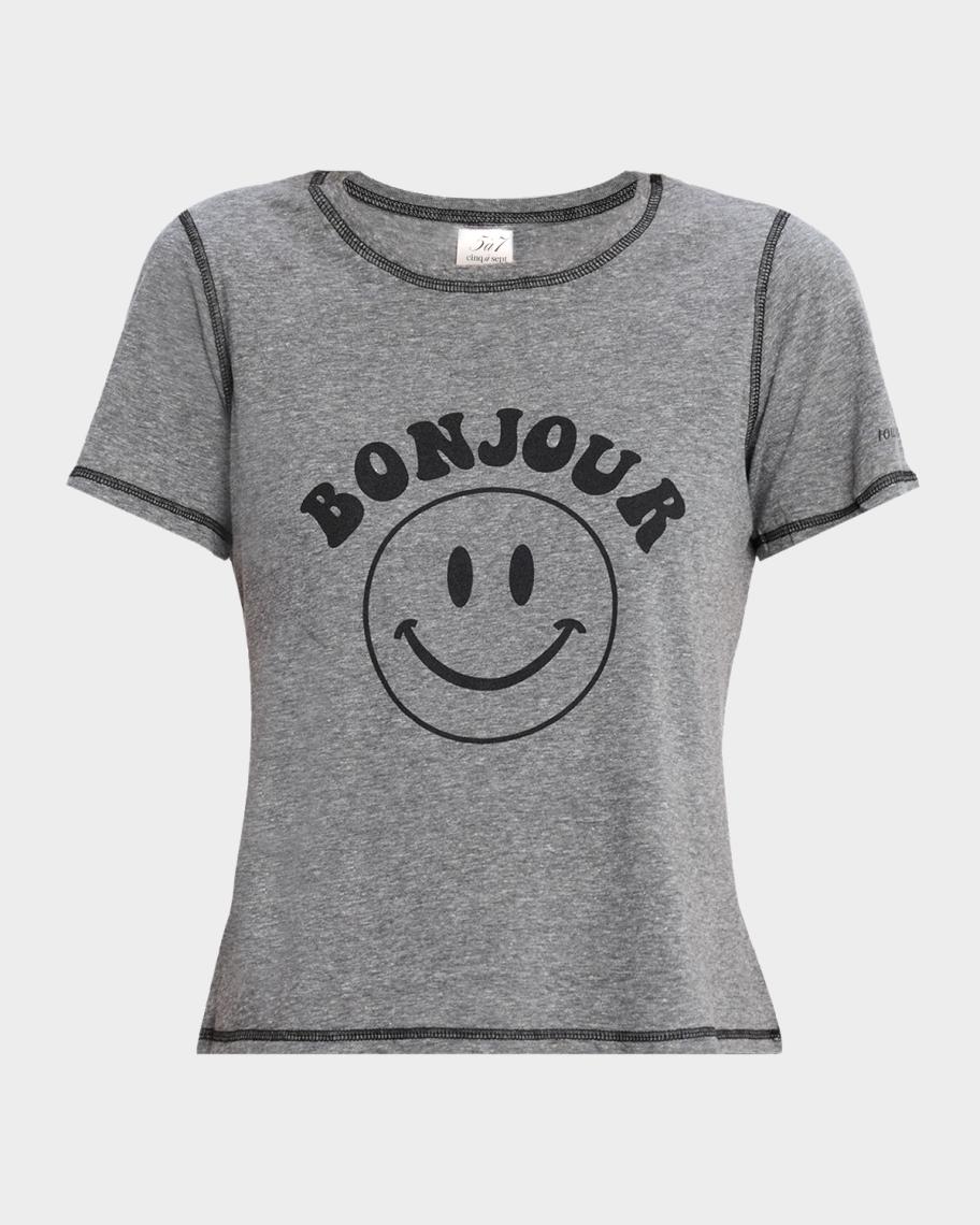 Cinq à Sept Bonjour Smiley Shrunken Tee | Neiman Marcus
