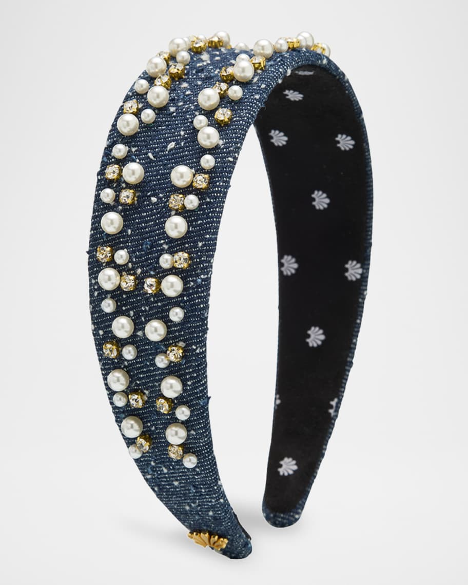 Lele Sadoughi Cher Faux Pearl & 14K Gold-Plated Denim Headband | Neiman ...