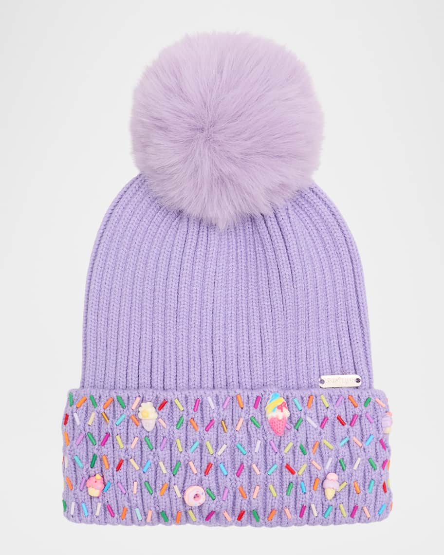 Bari Lynn Kid's Sprinkle Charm Ribbed Beanie | Neiman Marcus