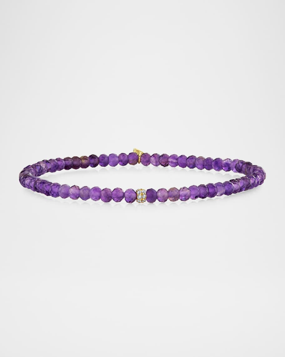 Sydney Evan Diamond Pave Rondelle on Amethyst Bracelet | Neiman Marcus