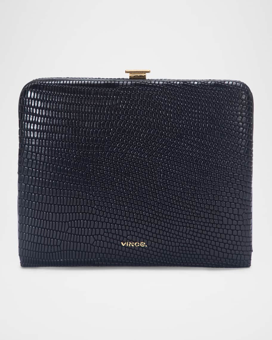 Vince Frame Lizard-Effect Leather Wallet | Neiman Marcus