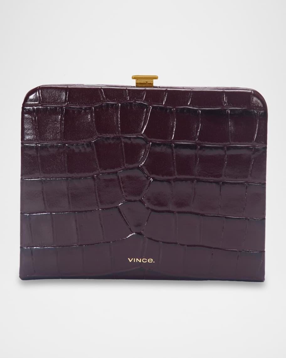 Vince Frame Croc-Effect Leather Wallet | Neiman Marcus