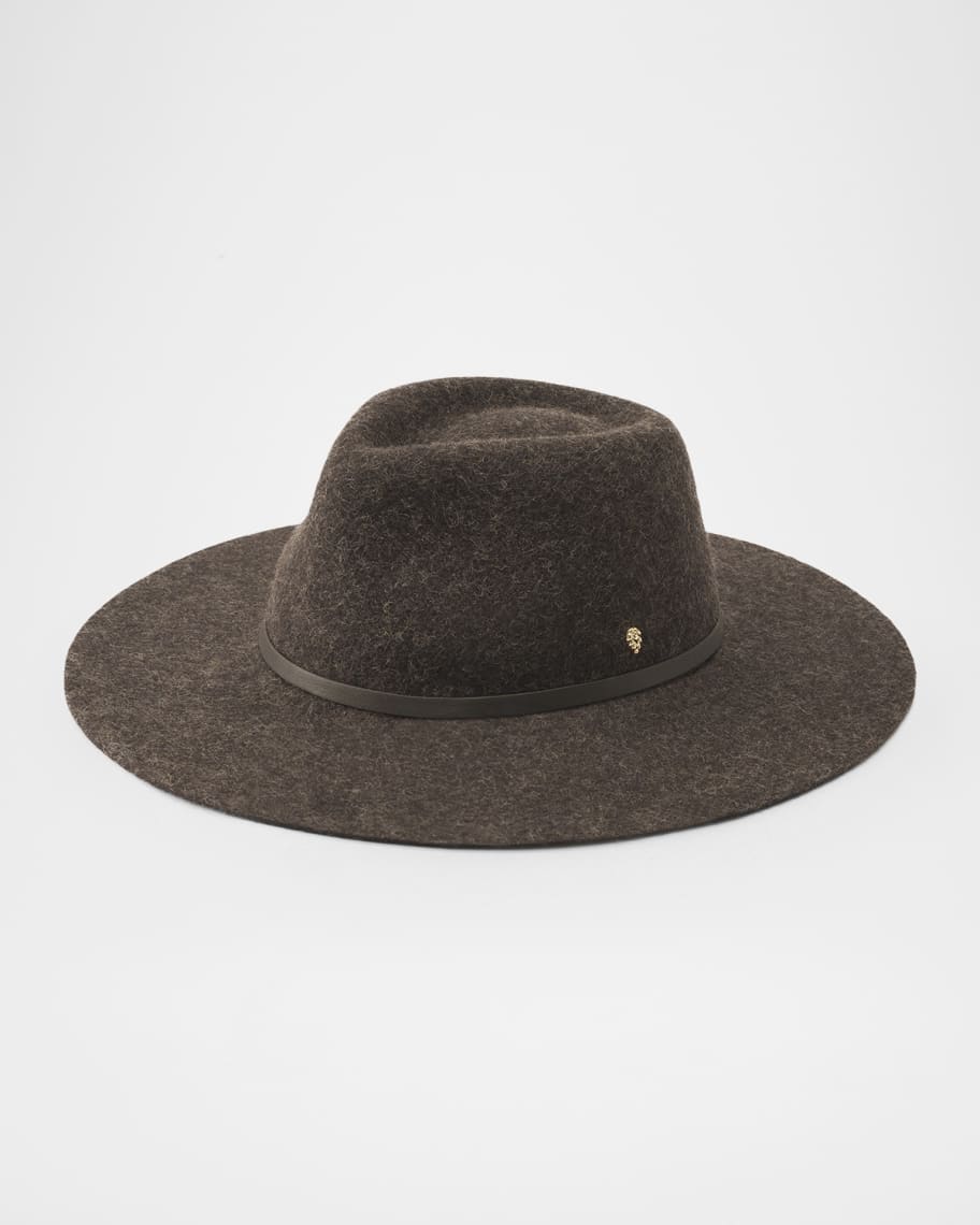 Helen Kaminski Claude Leather-Trim Wool Felt Fedora | Neiman Marcus