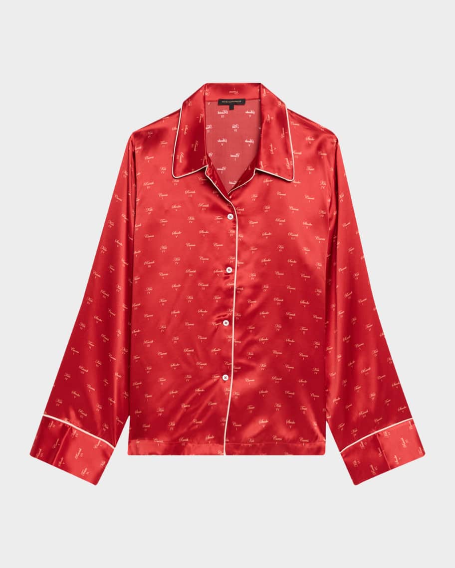 Kiki De Montparnasse Kiss-Print Silk Lounge Nightshirt | Neiman Marcus