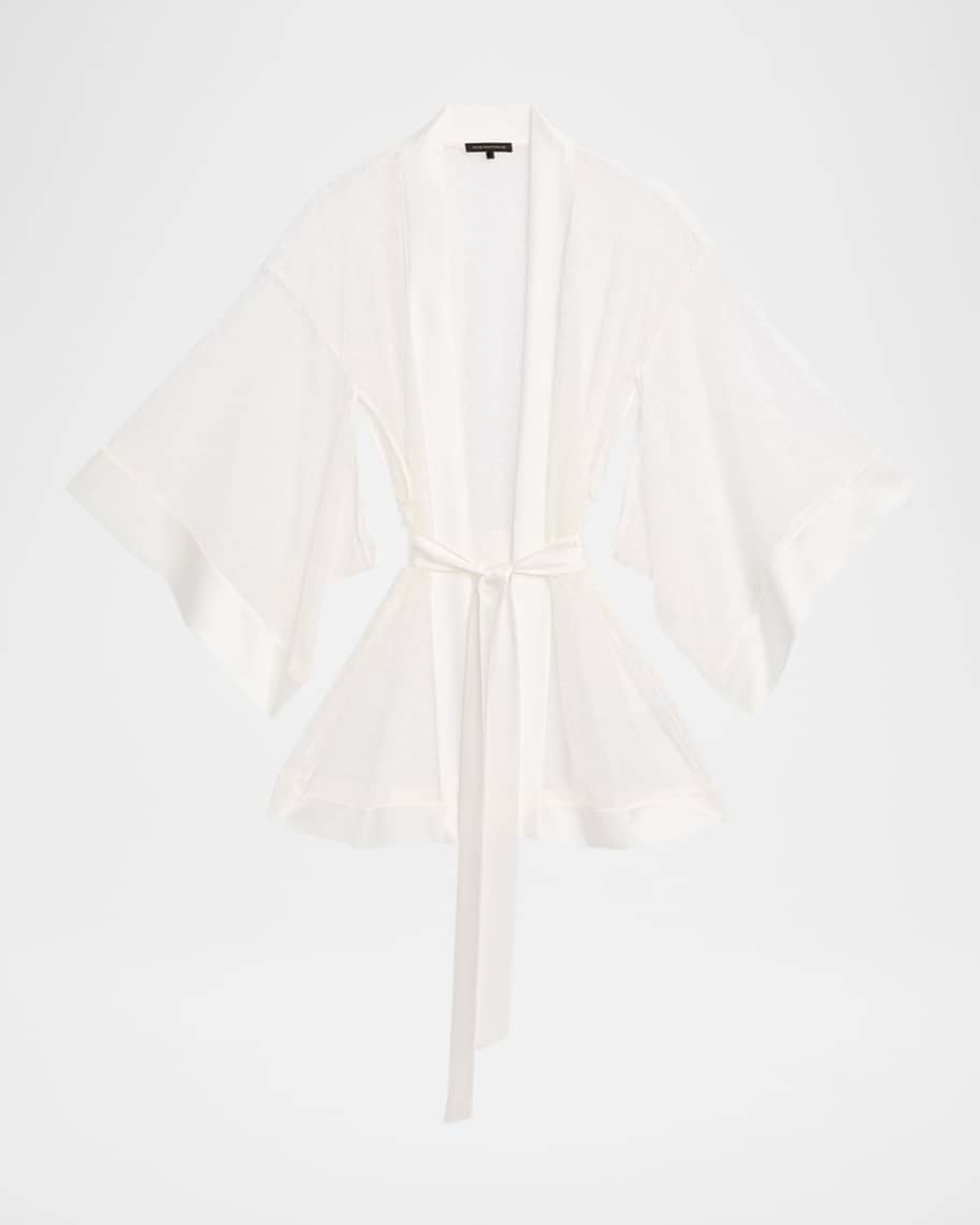 Kiki De Montparnasse Petite Fleur Sheer Lace Kimono Robe | Neiman Marcus