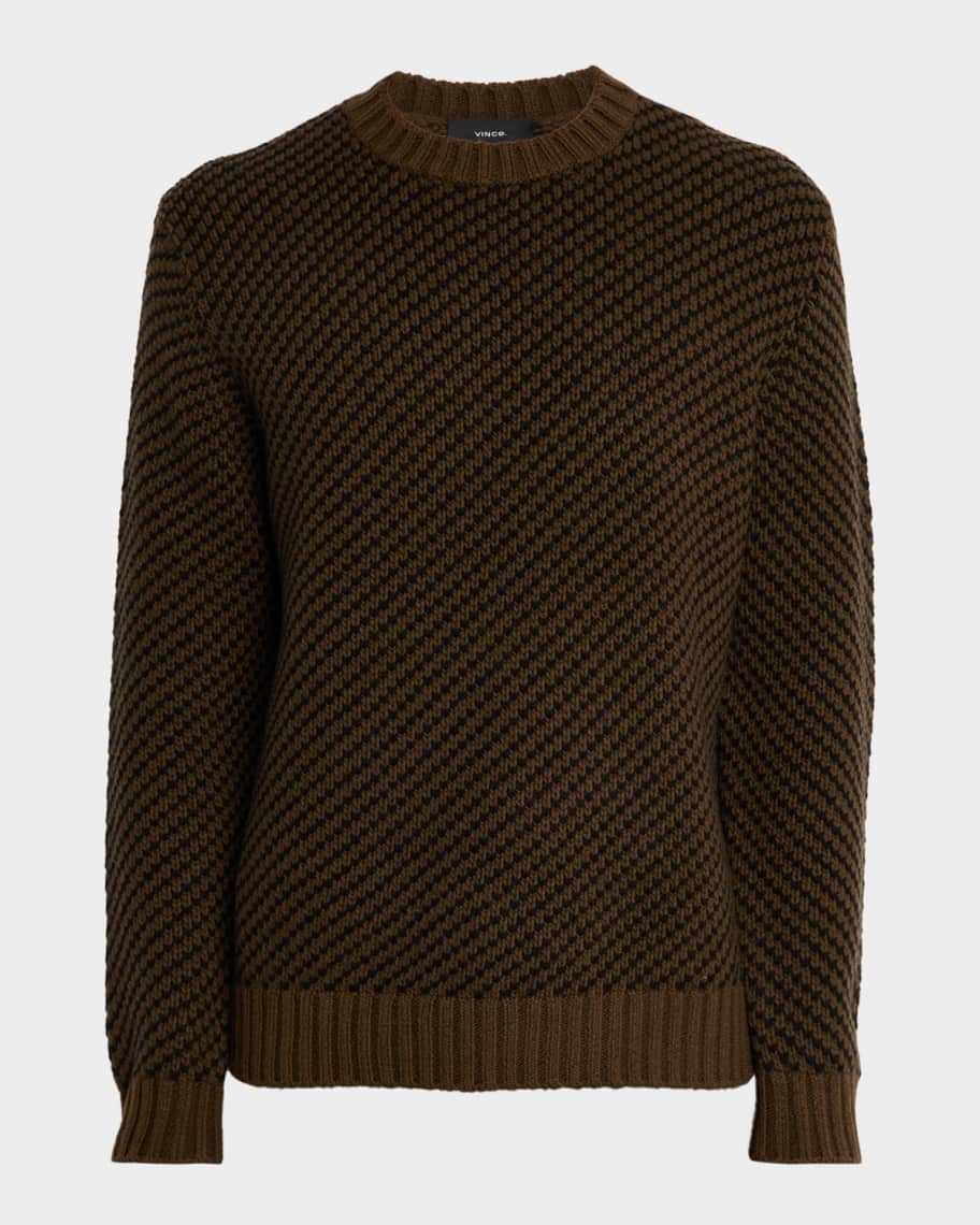 Vince Men's Birdseye Twill Wool-Cashmere Crewneck Sweater | Neiman Marcus
