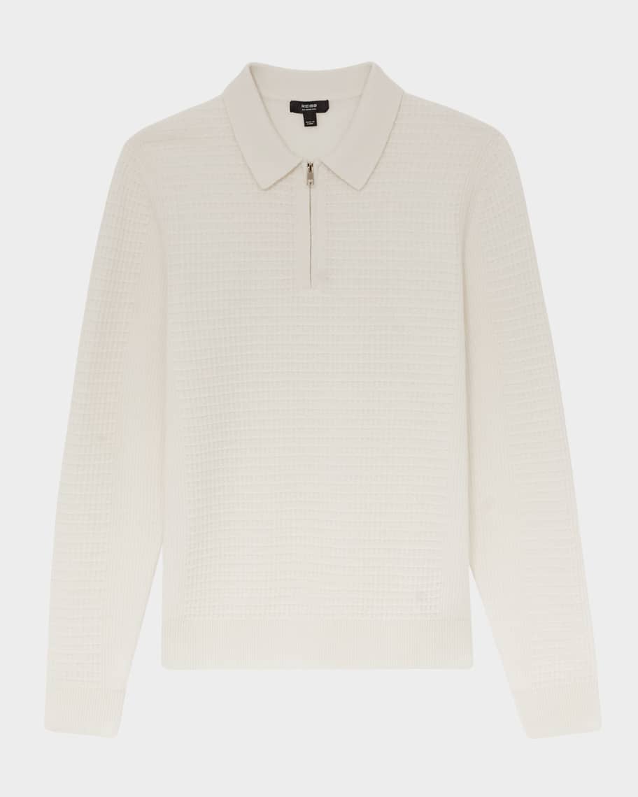 Reiss Men's Hamilton Wool Waffle-Knit Half-Zip Polo Shirt | Neiman Marcus
