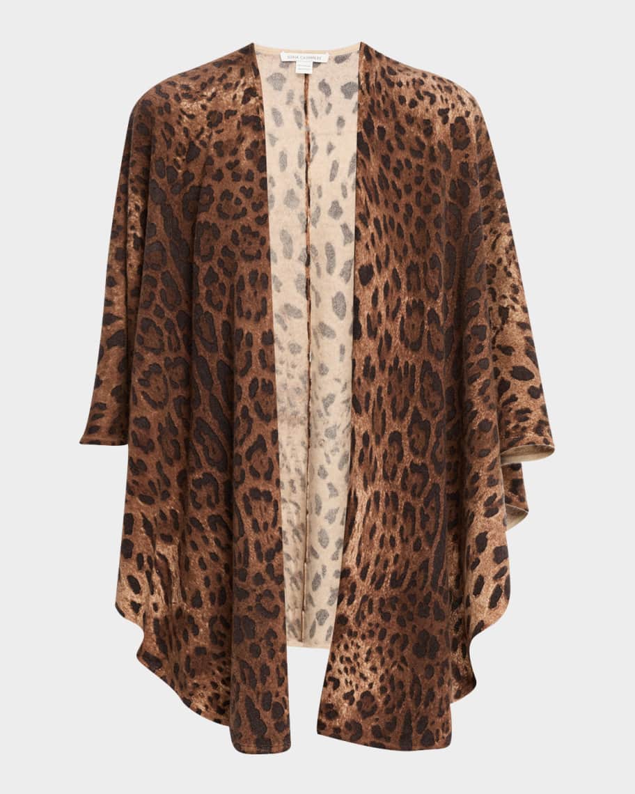 Sofia Cashmere Double-Face Cashmere Leopard-Print Cape | Neiman Marcus