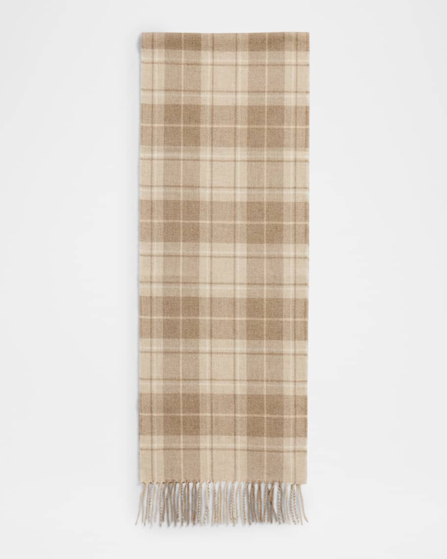 dunhill Men's Cashmere Tartan Check Scarf | Neiman Marcus