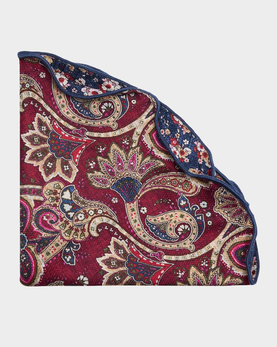 Edward Armah Men's Reversible Floral to Paisley Silk Pocket Circle ...
