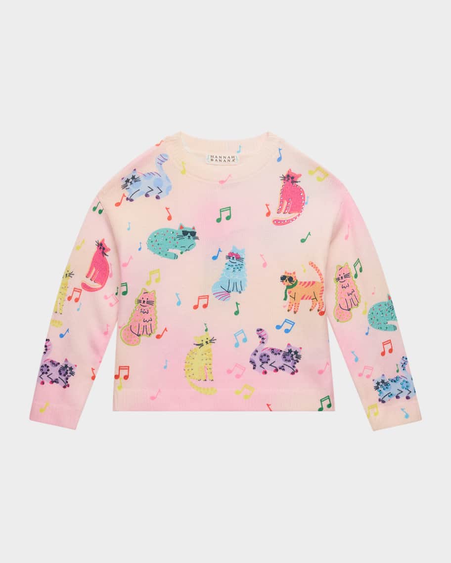 Hannah Banana Girl's Cat Gradient Sweater, Size 2-10 | Neiman Marcus
