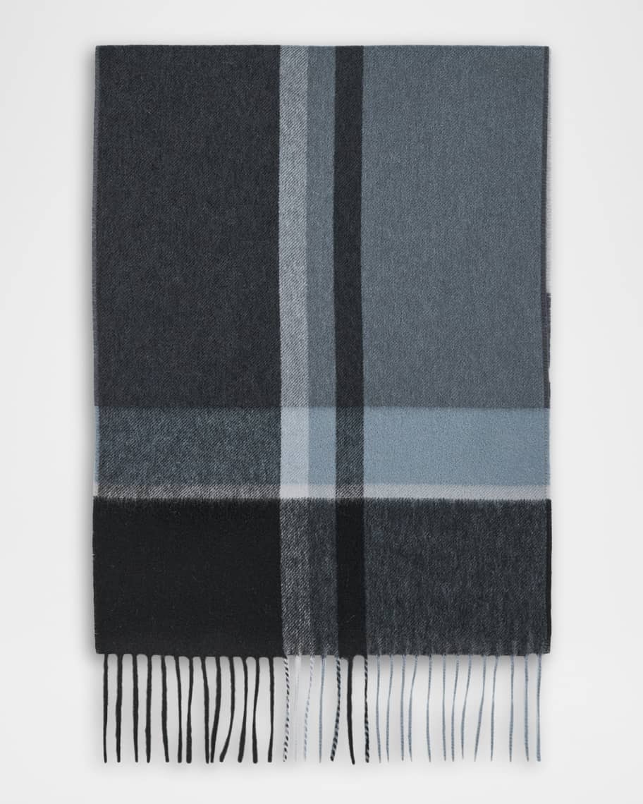 Neiman Marcus Men's Cashmere Exploded Plaid Scarf | Neiman Marcus