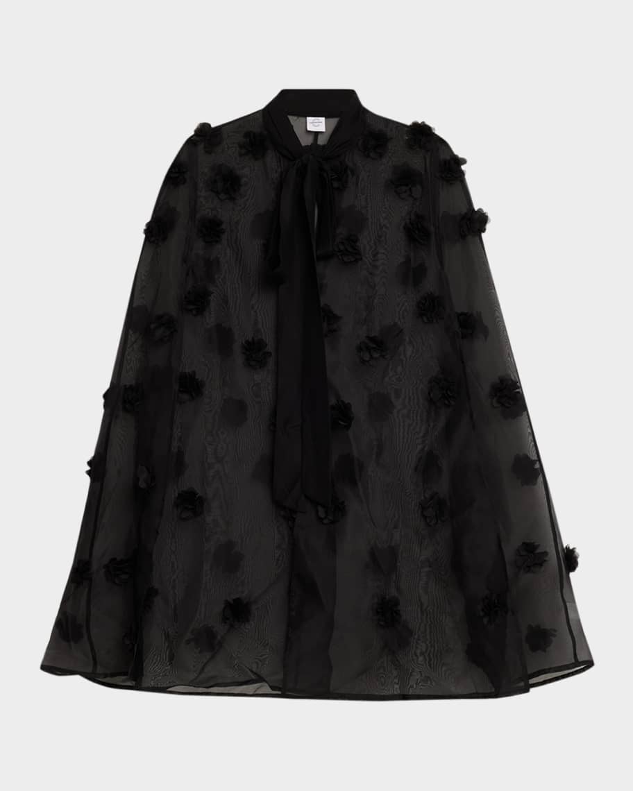 Carolyn Rowan Floral Appliqué Silk Cape | Neiman Marcus