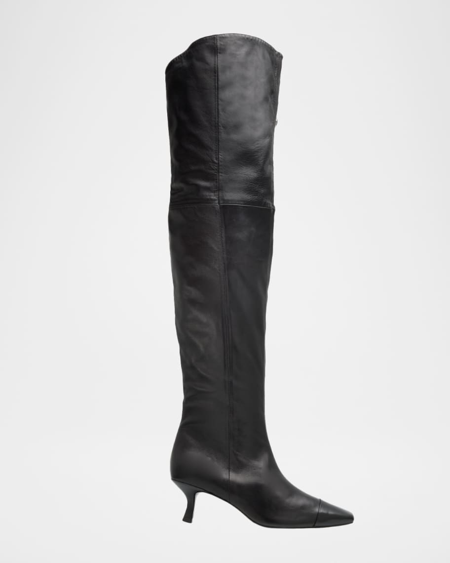 Cult Gaia Silas Cap-Toe Leather Over-The-Knee Boots | Neiman Marcus