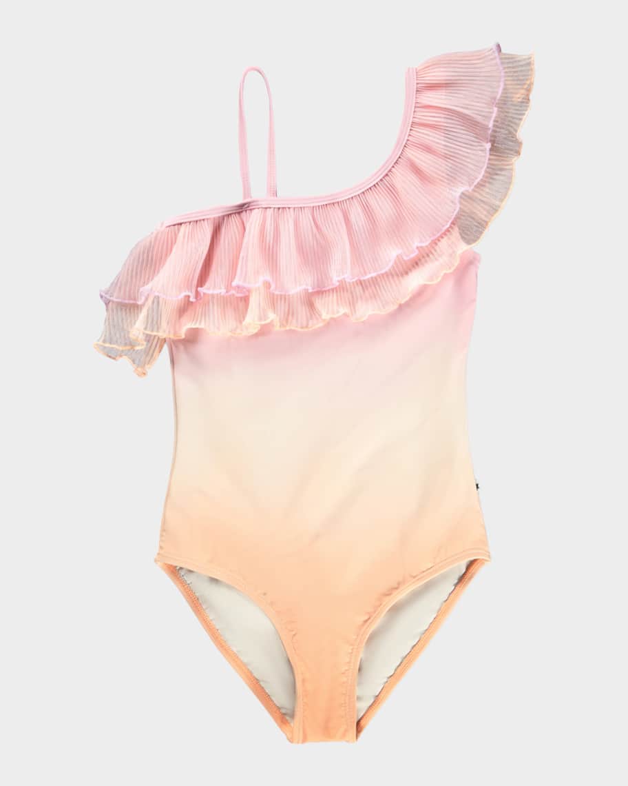 Molo Girl's Nilla Asymmetric-Ruffle One-Piece Swimsuit, Size 3-10 ...