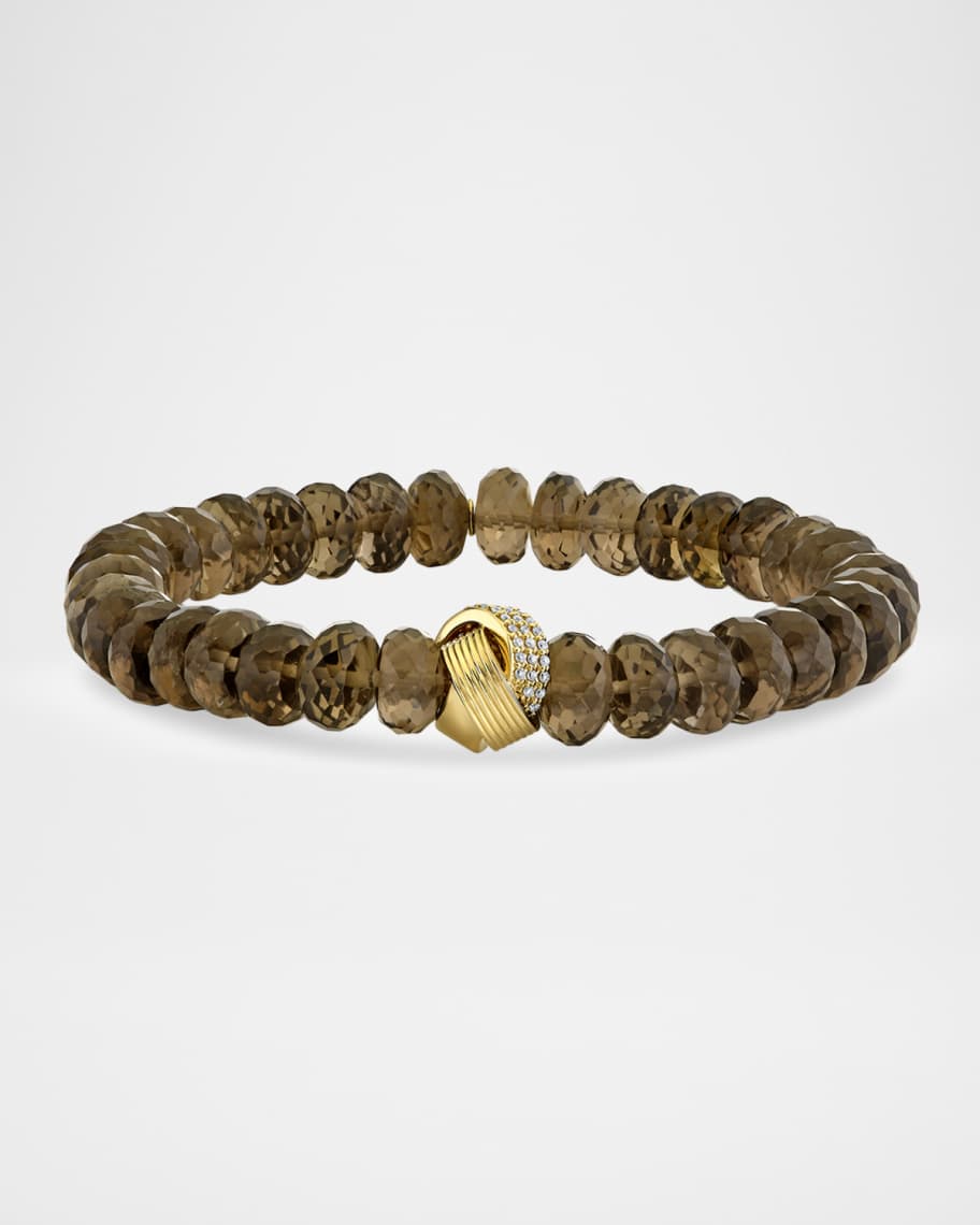 Sydney Evan 14K Diamond Tri-Linked Rondelle on Smokey Quartz Bracelet ...