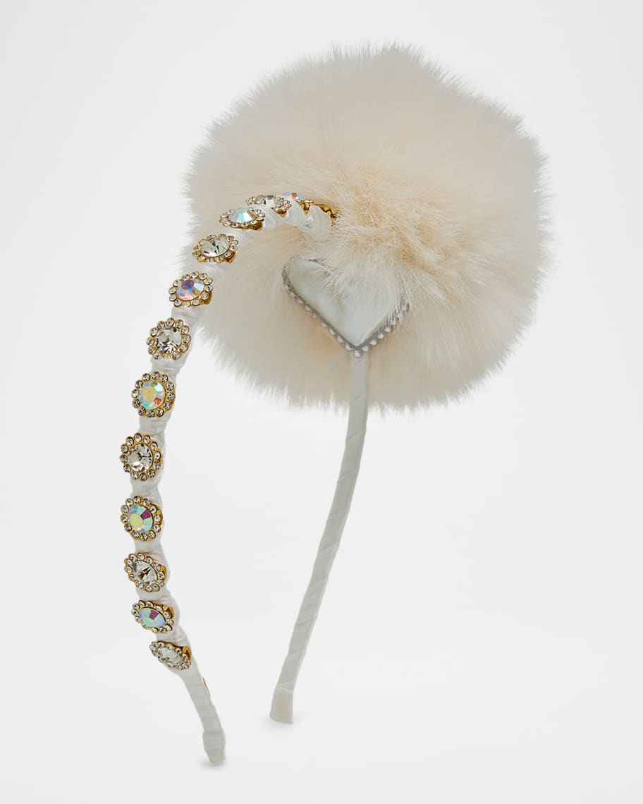 Bari Lynn Girl's Thin Pom and Gem-Embellished Headband | Neiman Marcus