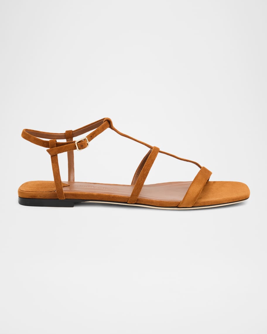 Jimmy Choo Gwynn Flat Suede Sandals | Neiman Marcus