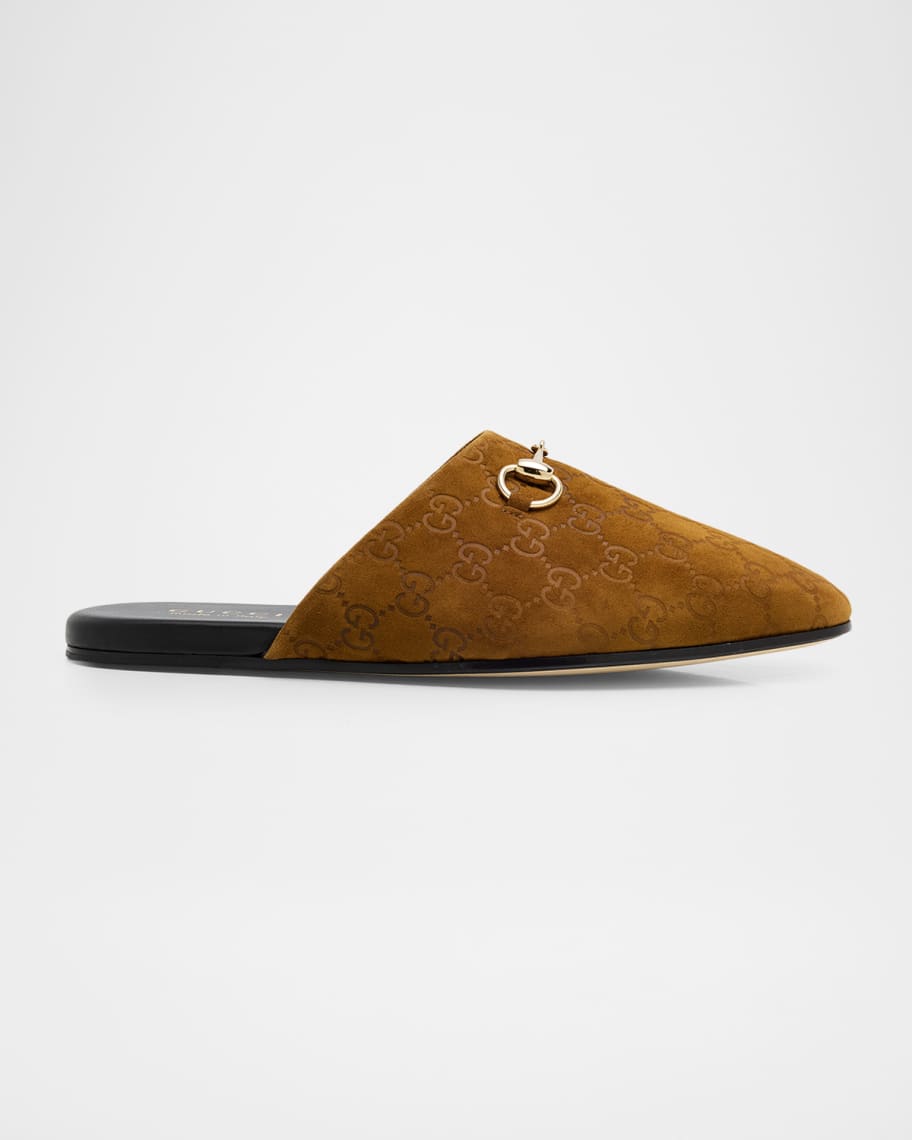Gucci Men's Lucy GG Suede Horsebit Mules | Neiman Marcus