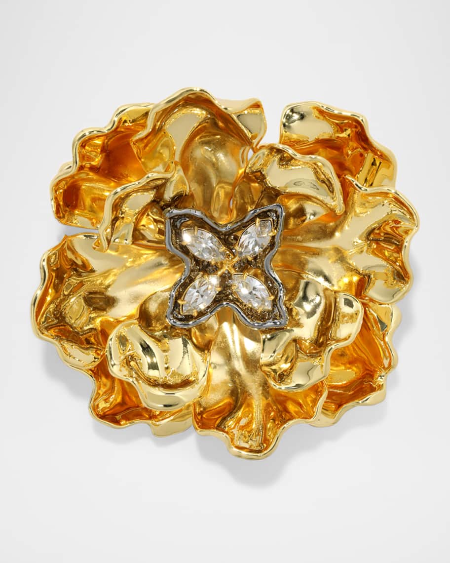 Alexis Bittar Jardin Gold Rose Pin | Neiman Marcus