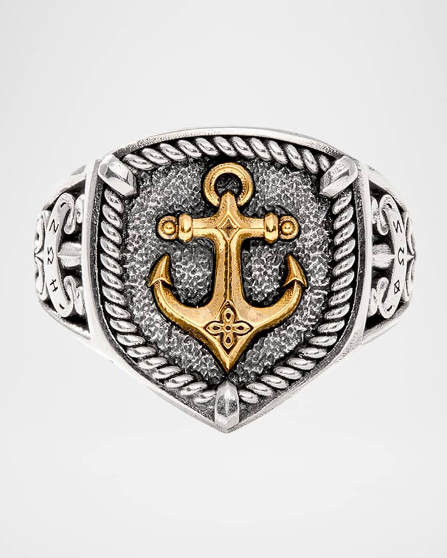 Konstantino Sterling Silver and Bronze Anchor Ring, Size 8 | Neiman Marcus