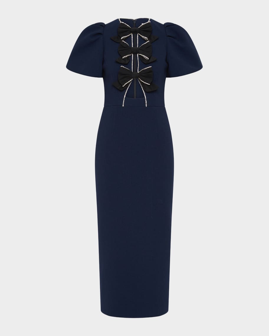 REBECCA VALLANCE Nemy Bow-Embellished Cutout Crepe Midi Dress | Neiman ...
