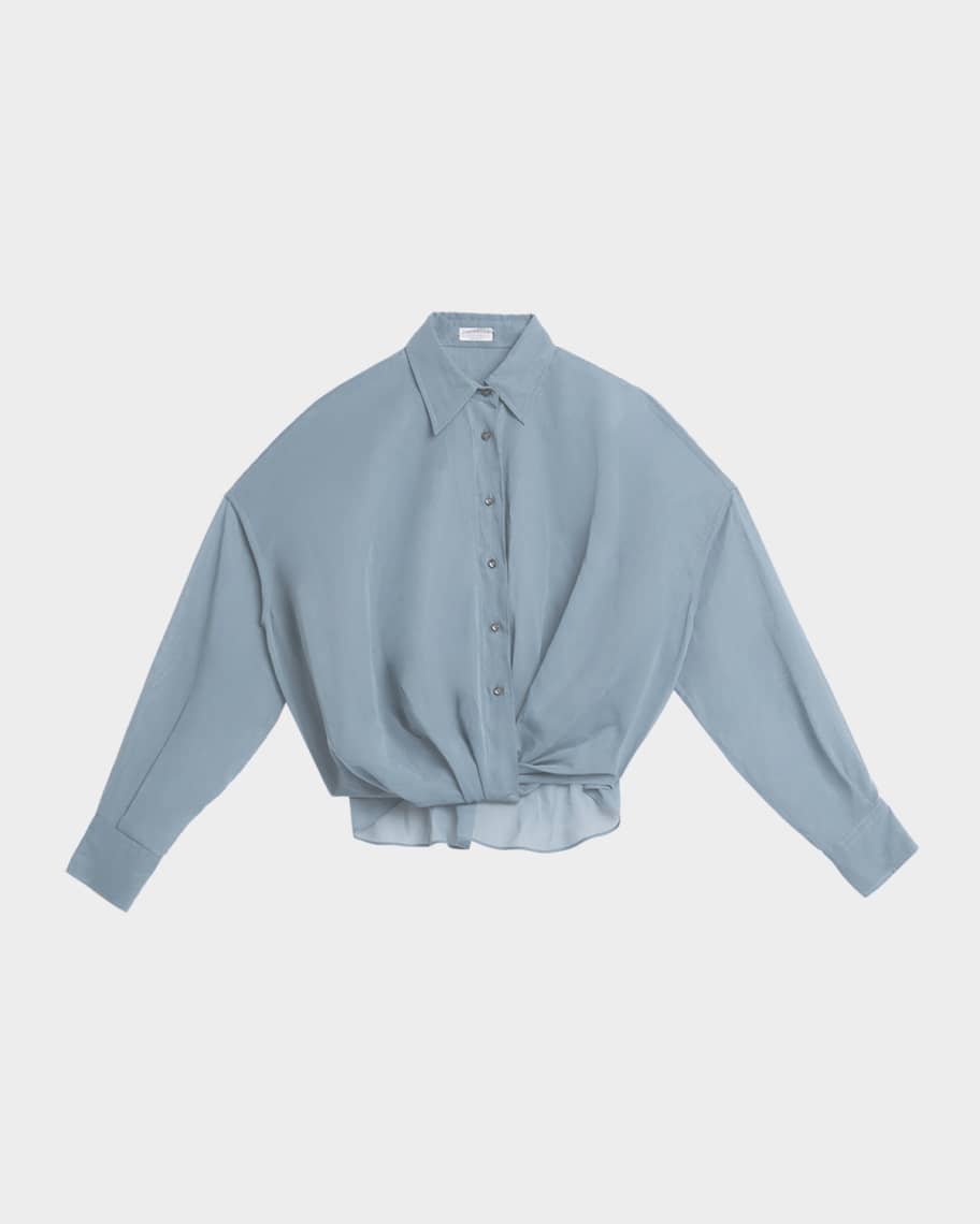 Brunello Cucinelli Twisted Sheer Cotton Button-Down Shirt | Neiman Marcus
